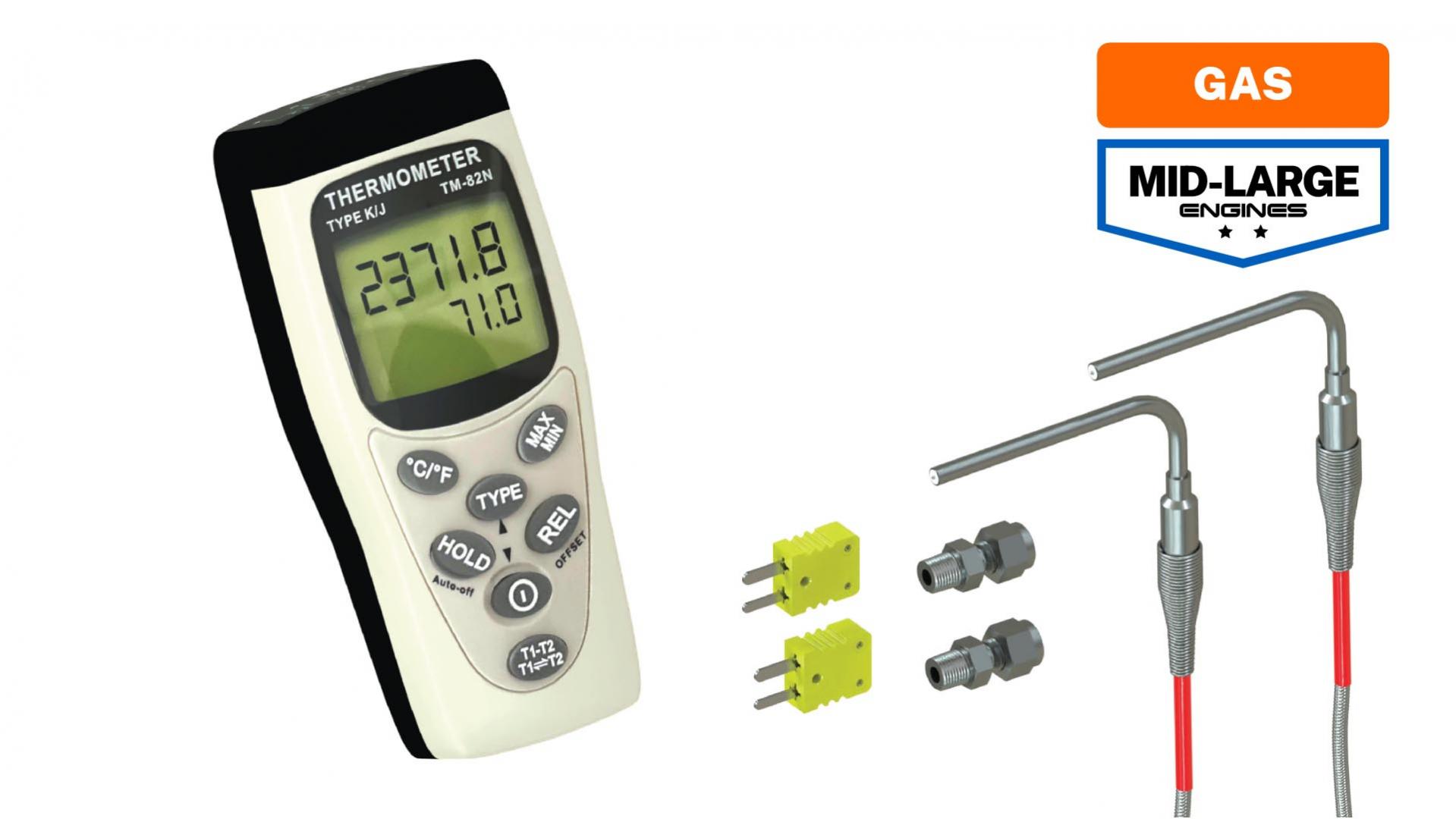2-Channel Handheld EGT Digital Pyrometer Gauge + Probe Kit